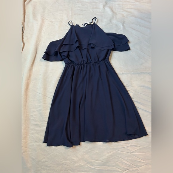 miami | Dresses | Miami Blue Mini Sundress Cold Shoulder Flutter ...